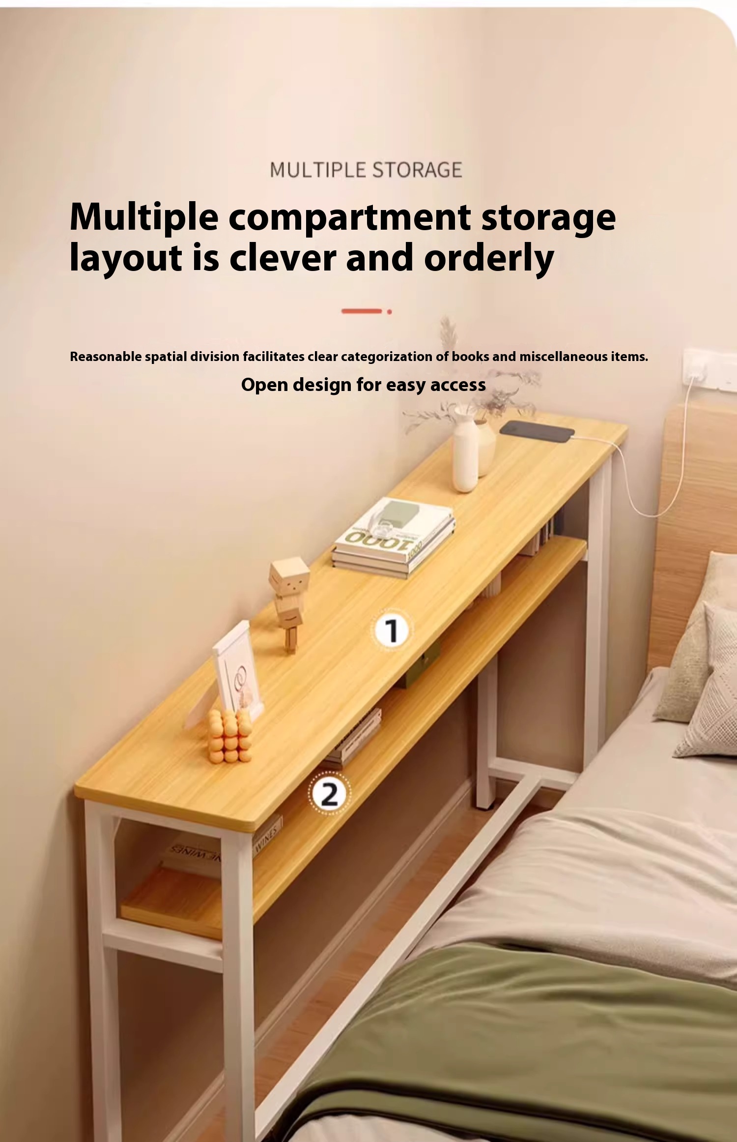 Sofa Side Table Bedroom Long table Study Table Desk Behind the Bed ...