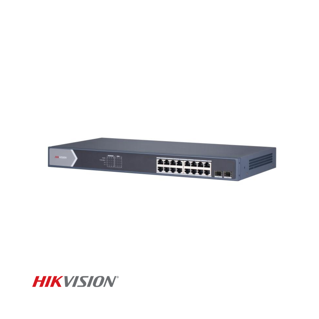 HIKVISION (DS-3E0518P-E/M) 16-Port Gigabit Unmanaged PoE Switch with 2 ...