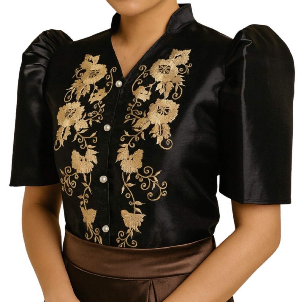 Lady Barong Modern Filipiniana Organza Satin with Embroidery | Shopee ...