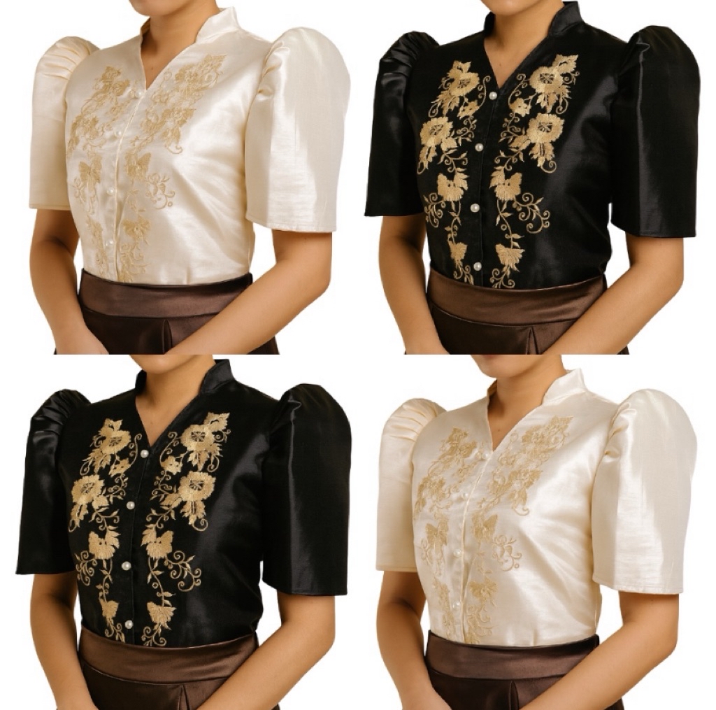 Lady Barong Modern Filipiniana Organza Satin with Embroidery | Shopee ...