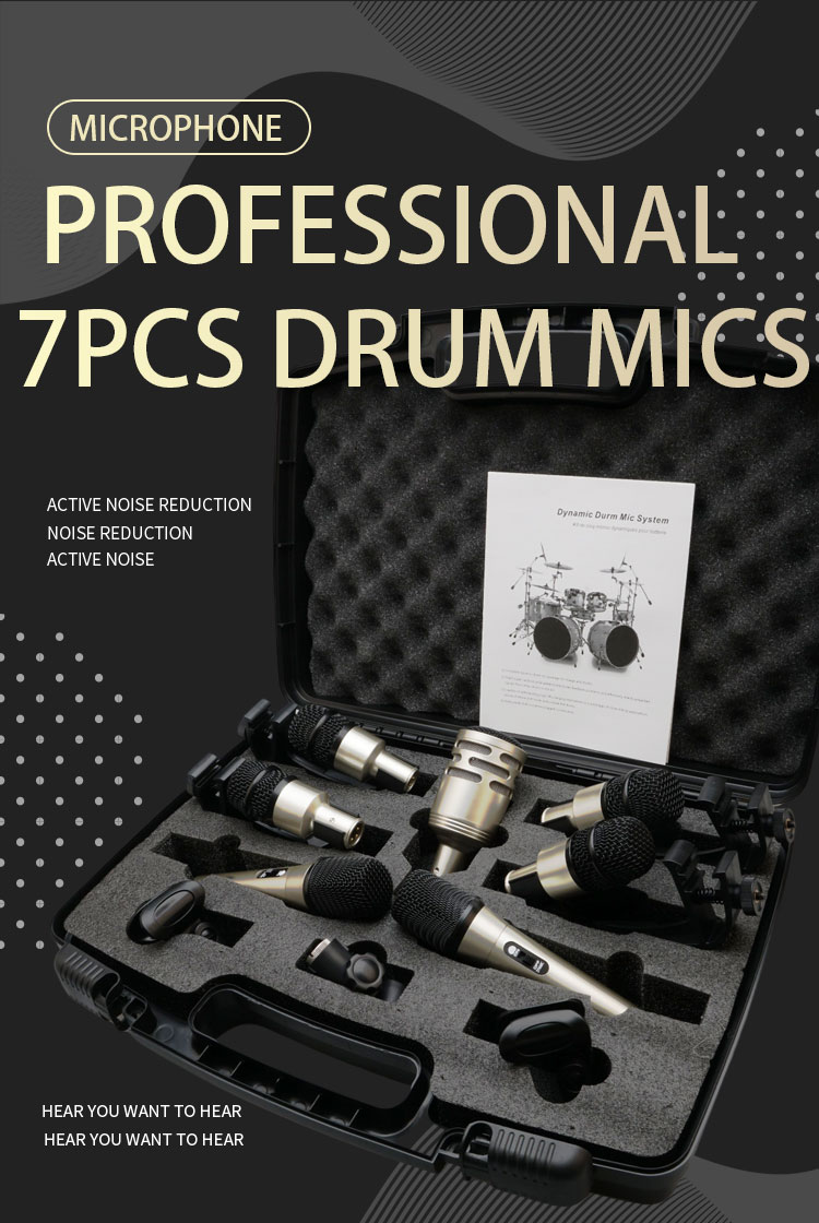 7PCS Golden Drum Kit Microphone Metal Jazz Drum Microphone With ...