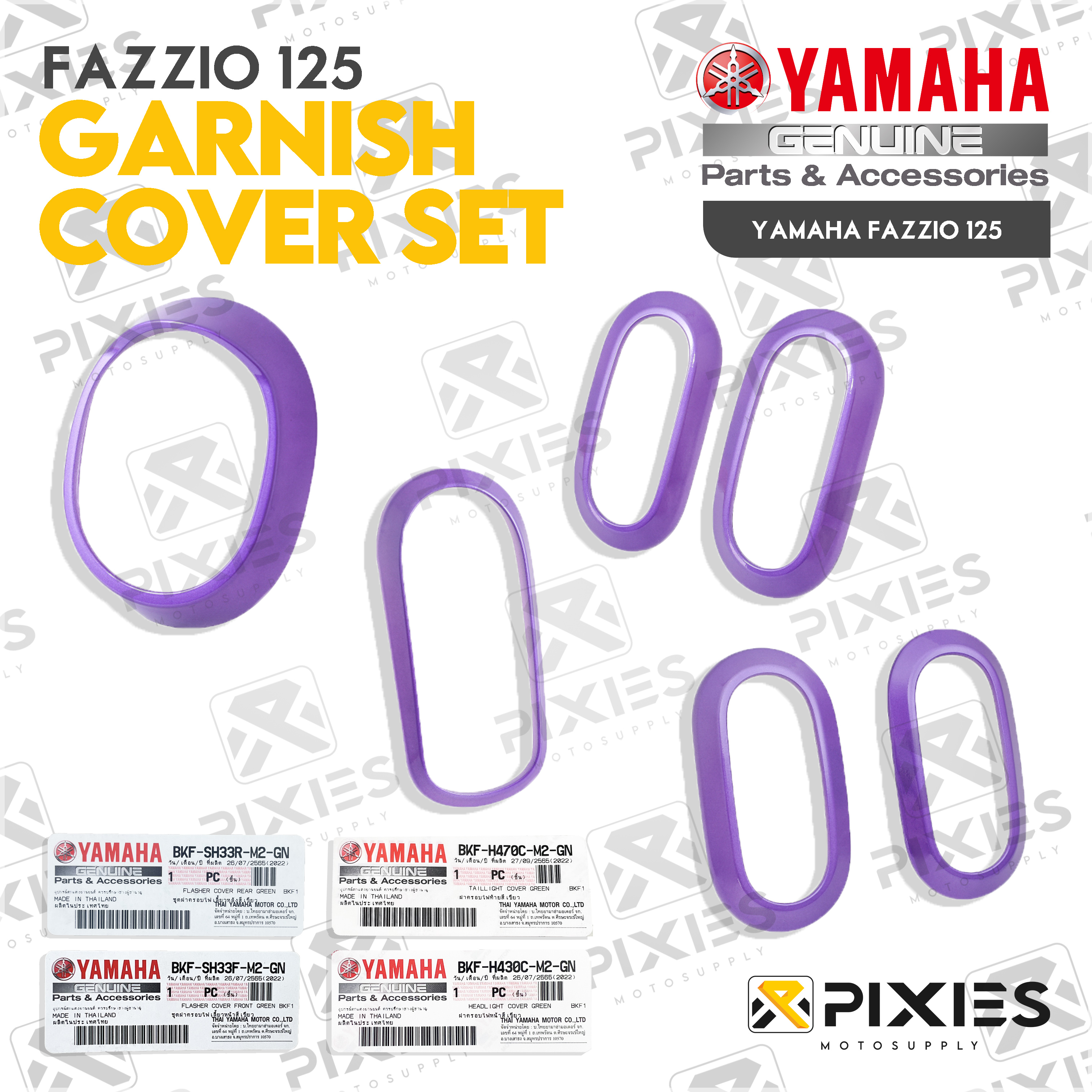 6 PIECES 100% Genuine Yamaha Fazzio 125 Original Genuine Garnish SET ...
