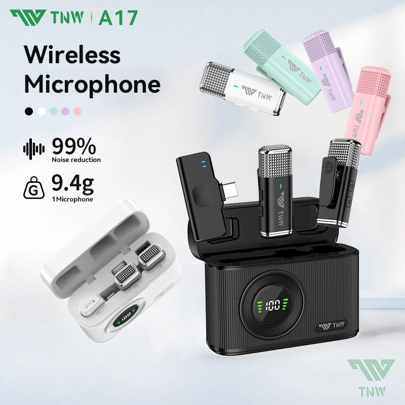 TNW A17 Wireless Microphone Lavalier Dual Mic With Charge Box Noise ...