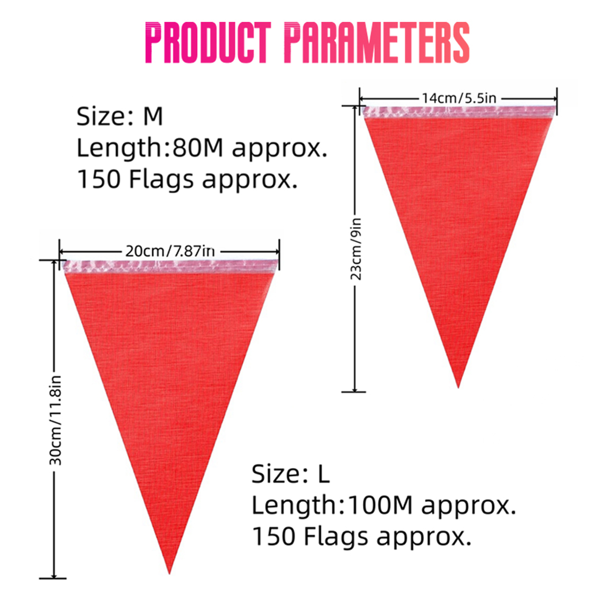 150Pcs 100Meters Triangle Banderitas Fiesta Flag Colorful Pennant ...