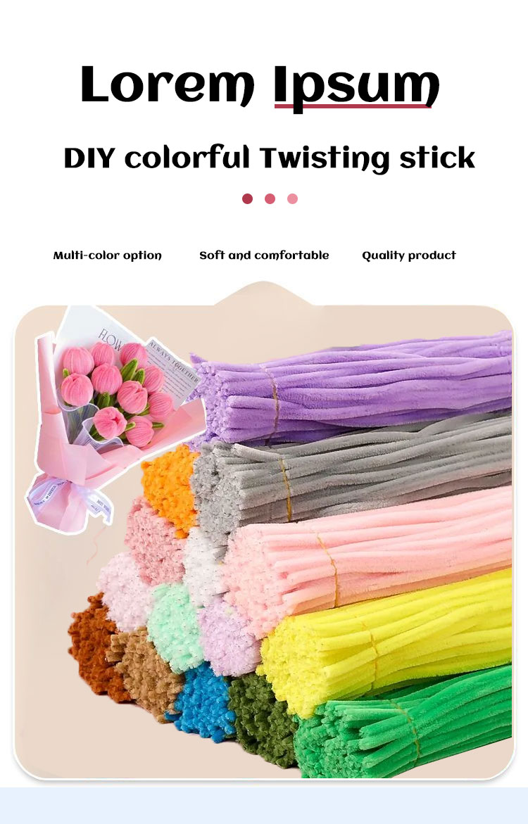 30cm300pcs Fuzzy Wire Colorful Pipe Craft Flower Chenille Children ...