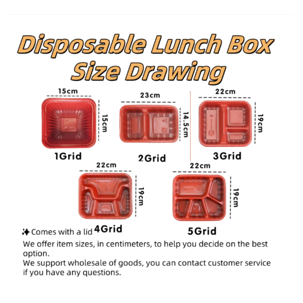 100pcs Bento Box Trays With Thick Plastic Lid 1 | 2 | 3 | 4 | 5 ...