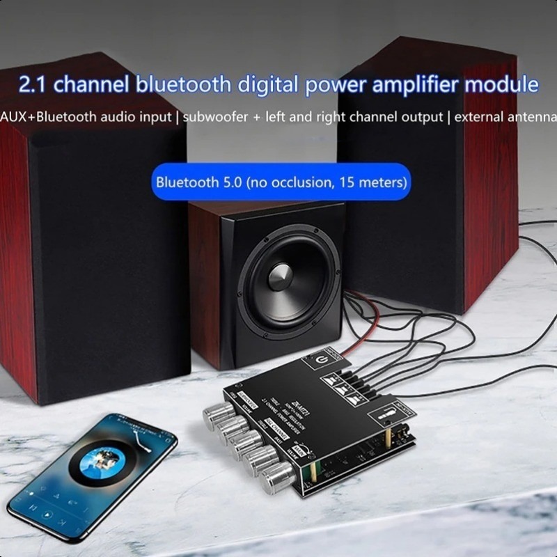 ZK-MT21 50WX2+100W 2.1Channel Bluetooth 5.0 Subwoofer Amplifier Board ...
