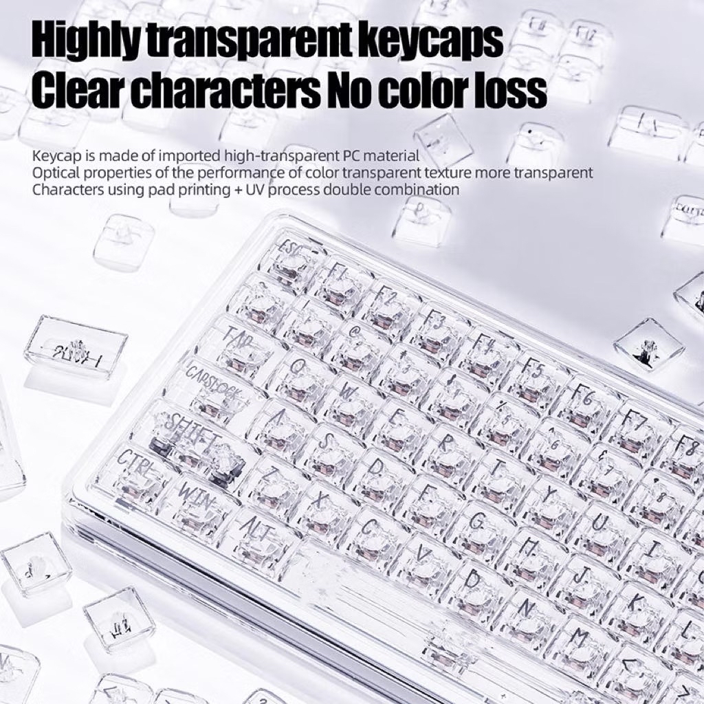 LEAVEN K840 Transparen Mechanical Keyboard Hot Swap 84 Keys Wired ...