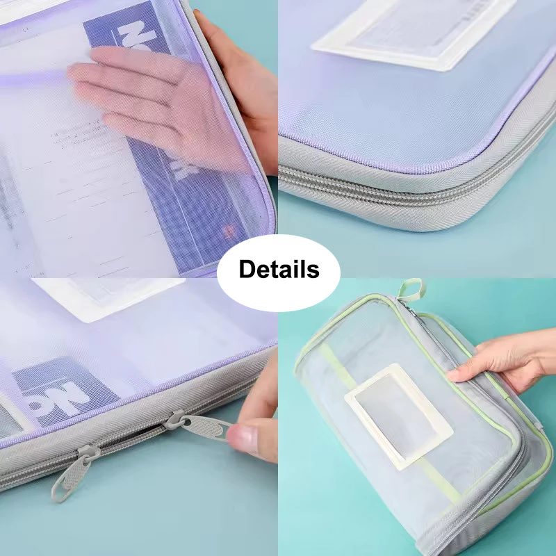 Transparent 3 Tier File Bag Expandable Design Multi Pocket Color ...