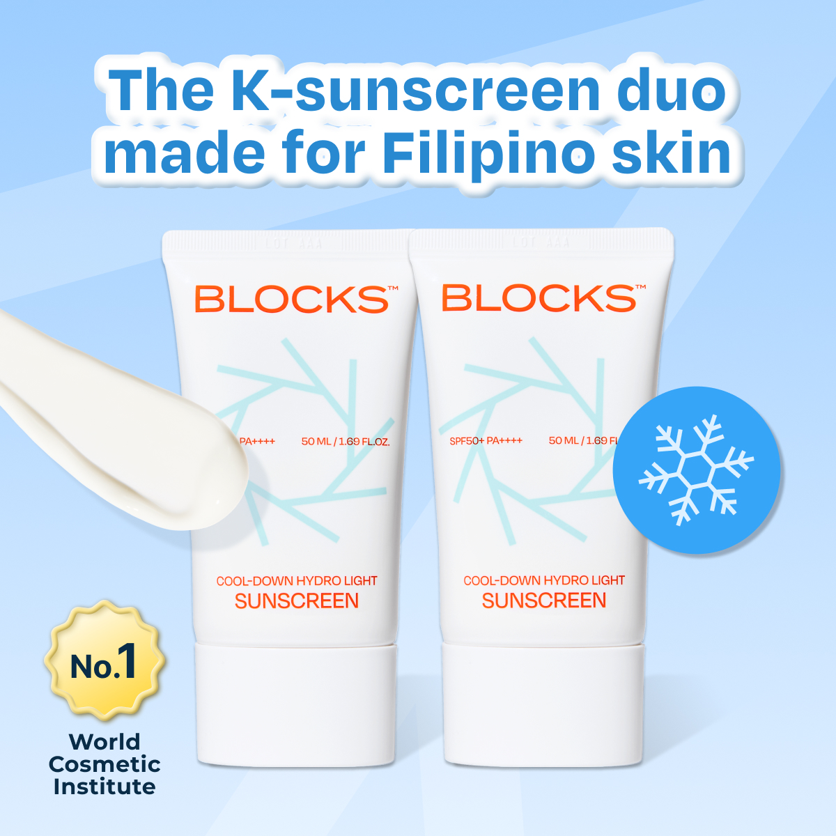[B1G1] BLOCKS Cool-Down Hydro Light Sunscreen SPF50+ PA++++ 2 ...