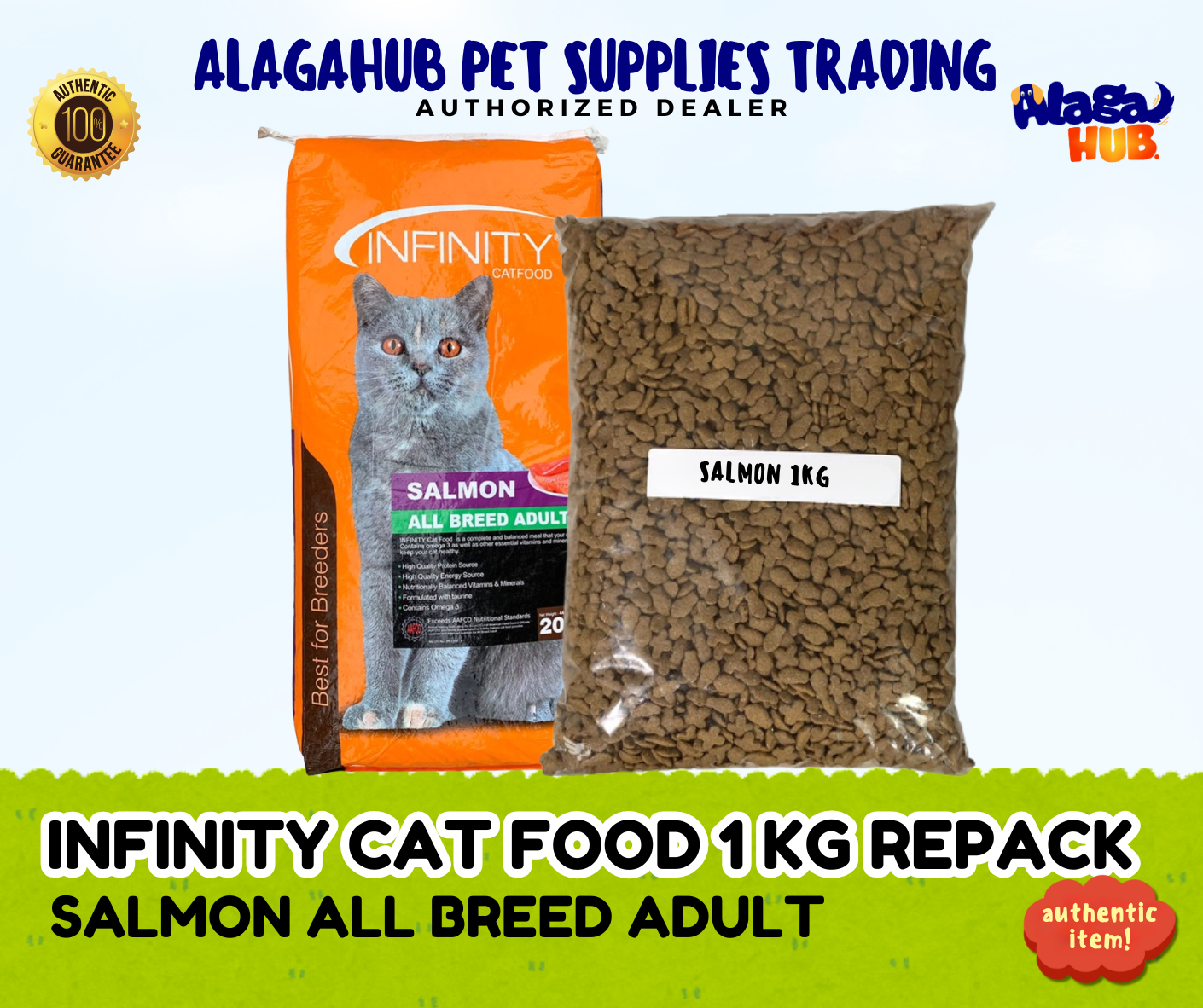 INFINITY CAT DRY FOOD SALMON ALL BREED ADULT 1KG REPACK | Shopee ...