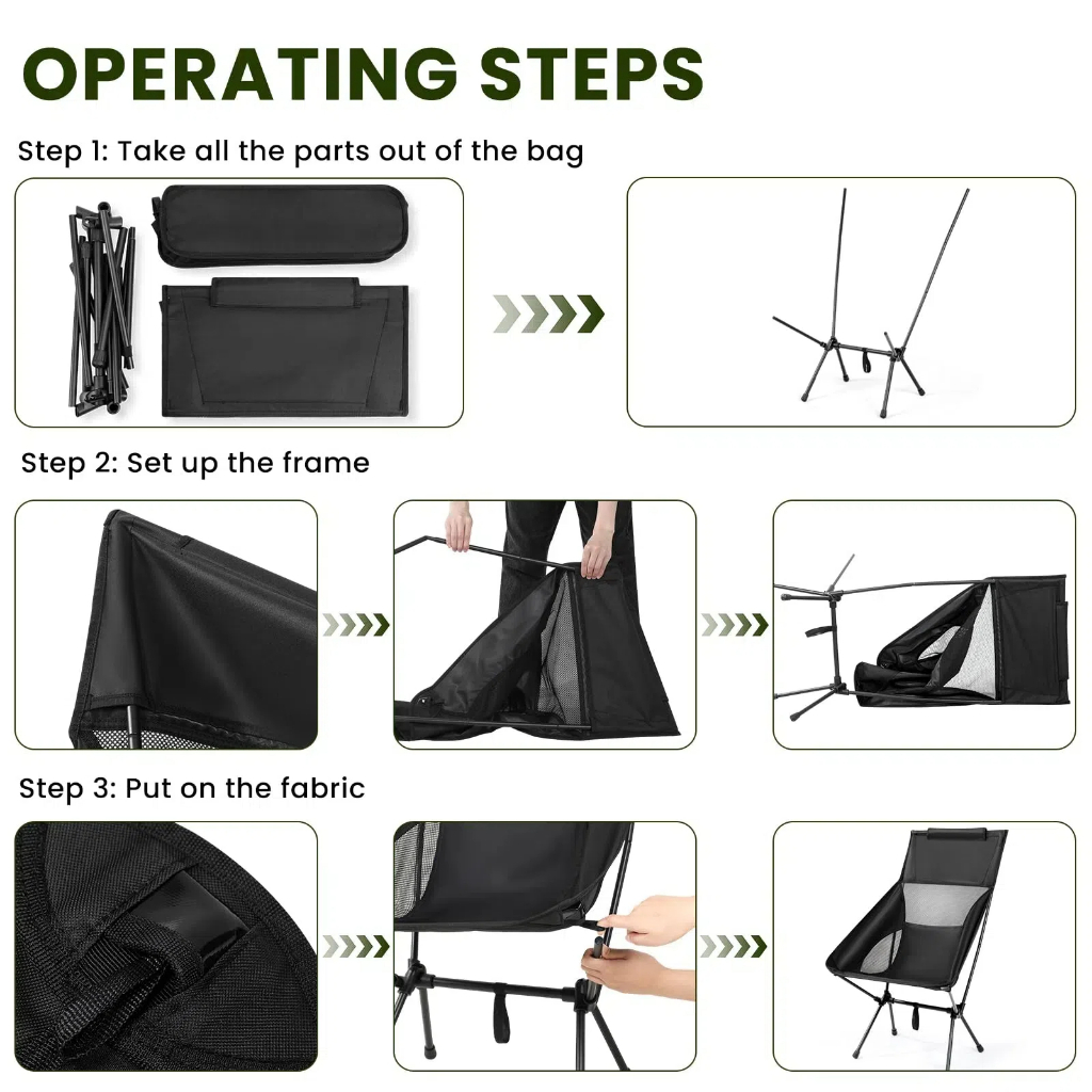 ODS Portable Folding Camping Chair Moon Chair with Storage Bag Oxford ...