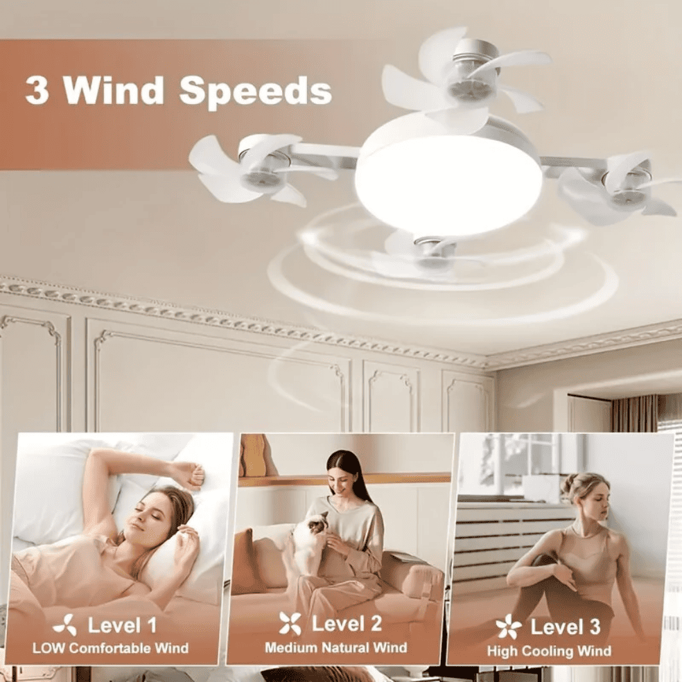 YEELITE Drone Ceiling Fan Light LED Light Fan 2IN 1 E27 3 Colors With ...