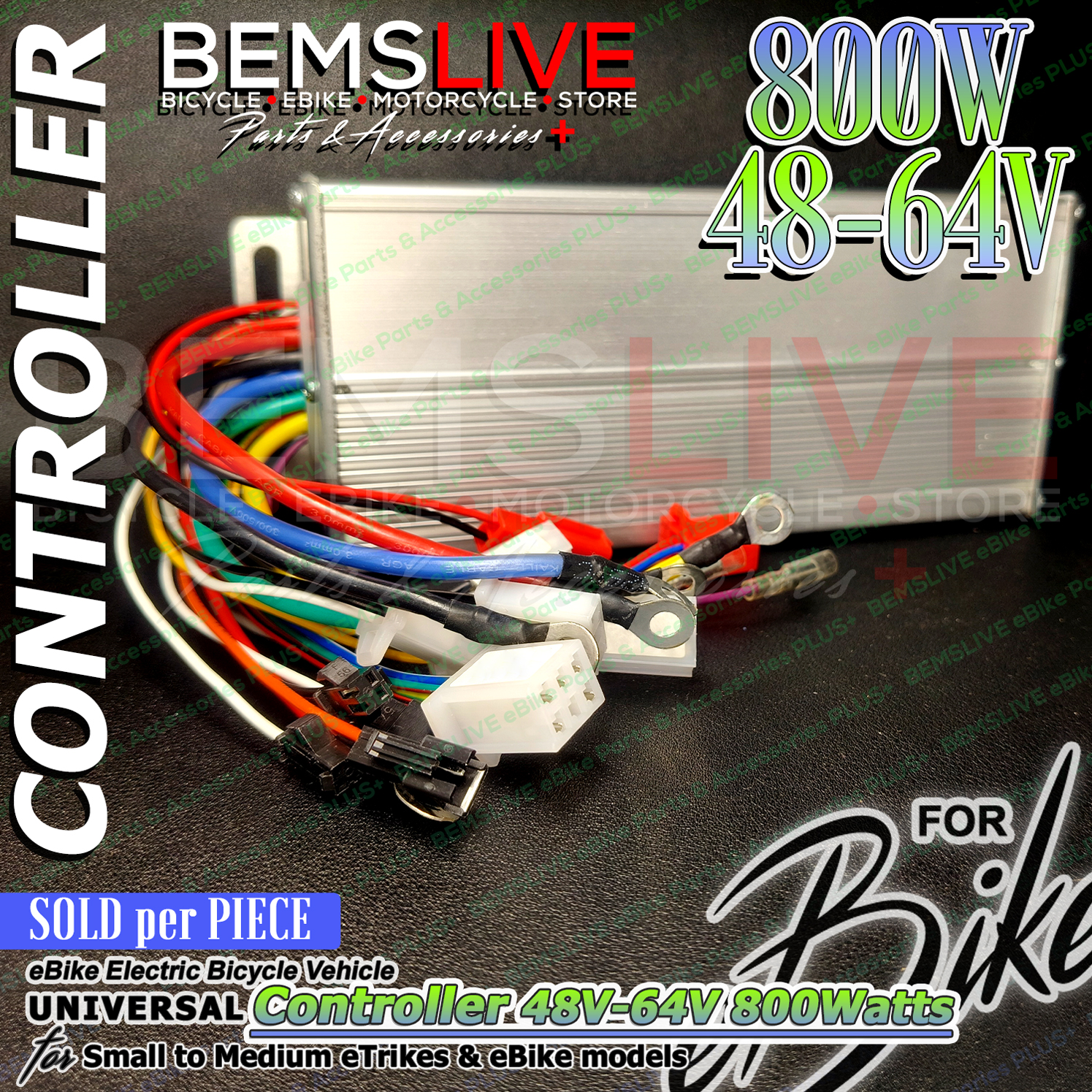 BEMS 800Watts 48-64V Universal Controller eBike eTrike for many different ELECTRIC electronic ...