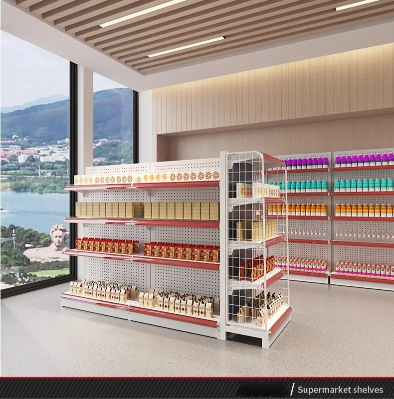 5 Tier Metal Shelving Supermarket Snack Rack Kitchen Multi Use Storage ...