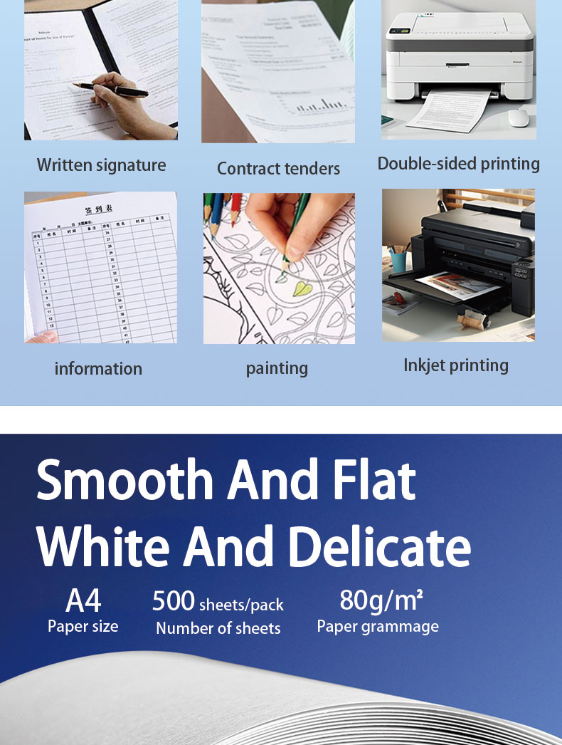 Long/Short/A4 100/500Sheets Hard Copy Bond Paper A4 70/80 gsm Thickened ...