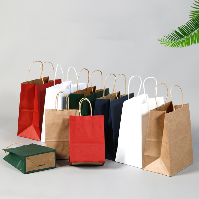 50pcs wholesale Kraft Paper Bag Plain Rope Handle Hand bag Gift Bag ...