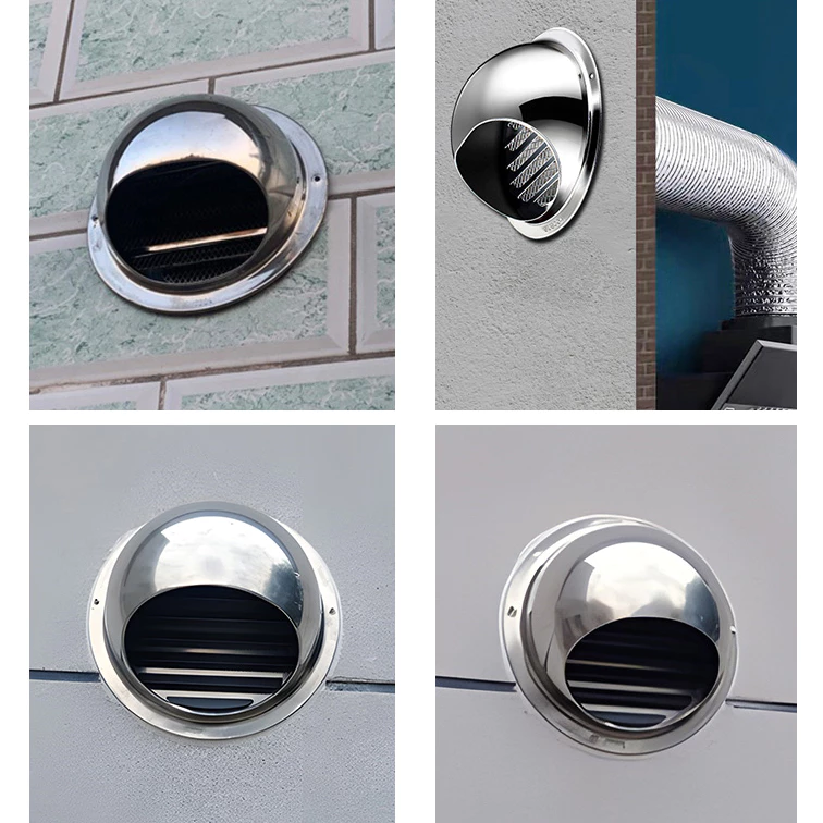 304 Stainless Steel Exhaust Hood 201 SS Ventilation Vent cap Wall Air ...