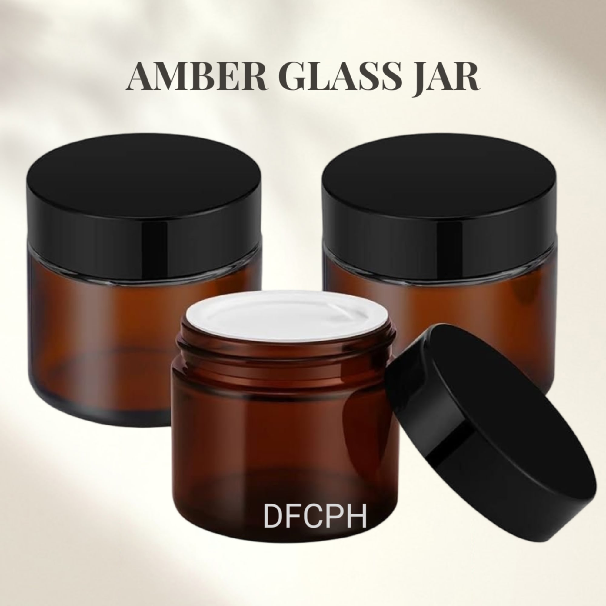 10 PC Amber glass Jars 30 /50 / 100 ml Cream salve balm mask with Black ...