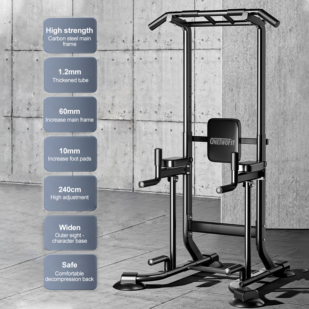 OneTwoFit Multi-Function Pull-Up Rod Station Adjustable Height Fitness ...