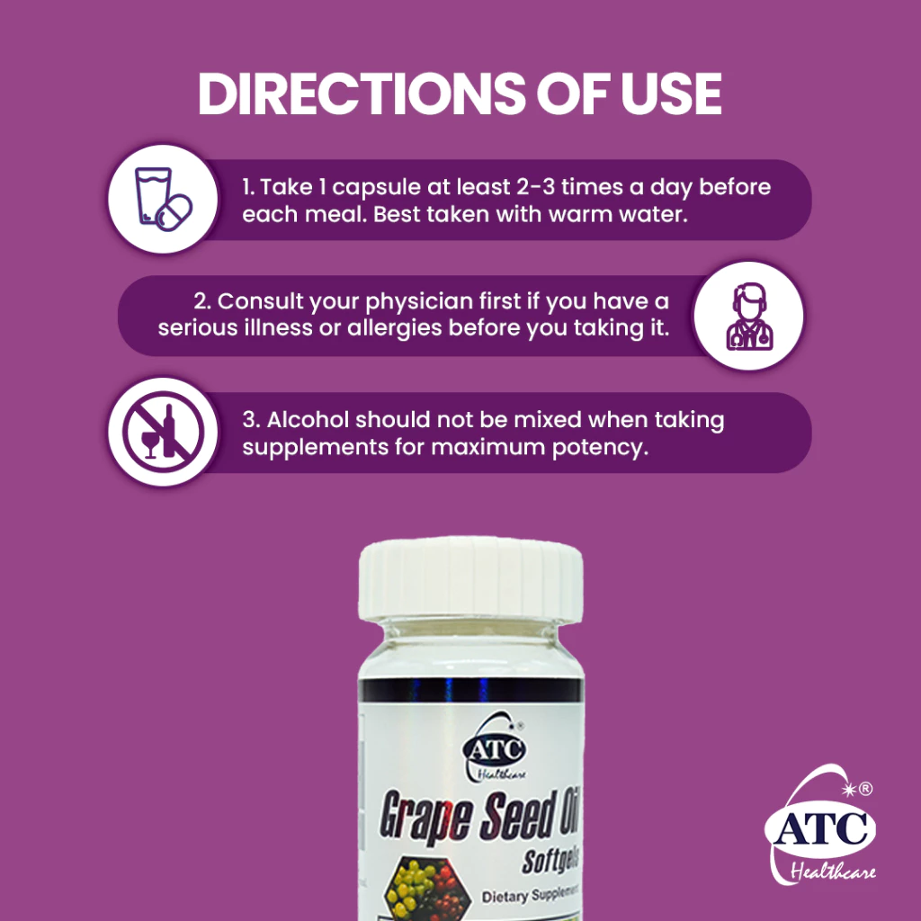 ATC Grape Seed Oil 500mg x 100's Capsules Whitening Anti-sugar ...