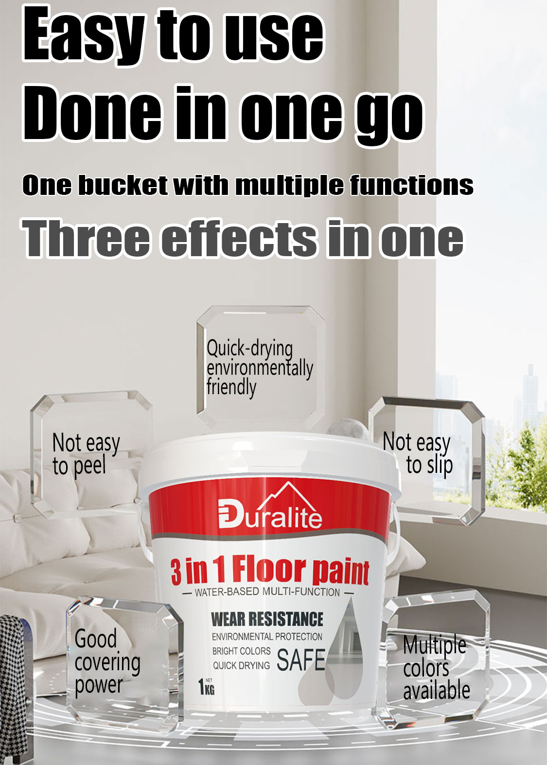 1 gallon with brush DURALITE Epoxy Floor Paint waterproof Anti-Slip ...