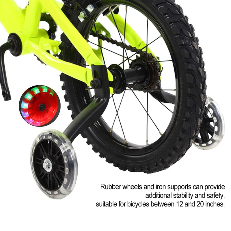 2PC Universal Kids Bike Training Wheels With Flash Children Bike ...