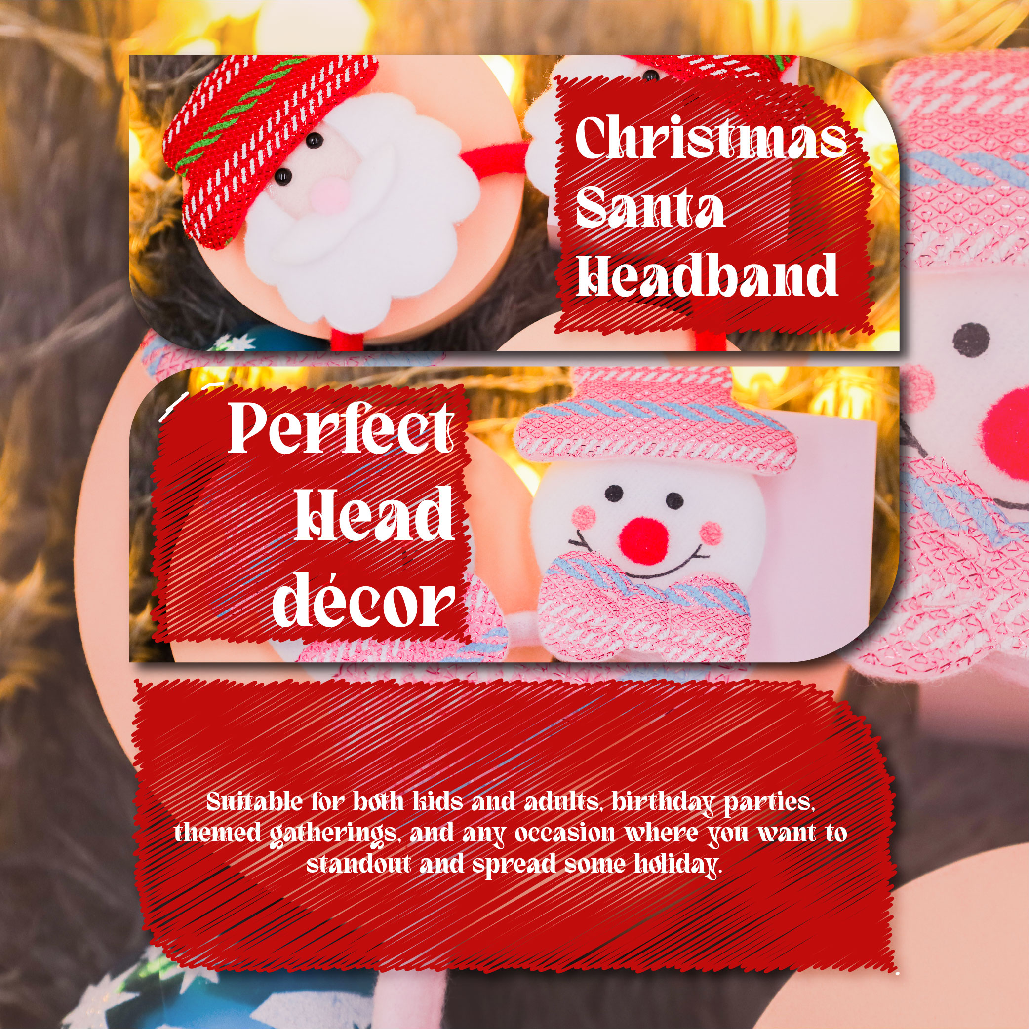 SK Kids Cute Christmas Santa Headband Snowman Elk For Kids Adult Party ...