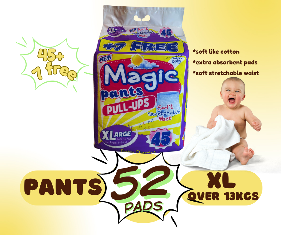 MAGIC PANTS BABY DIAPER XL by 45+7free pads | Shopee Philippines