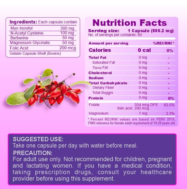 PCOS Care with MYO Inositol Berberine Folic Acid Magnesium NAC | Shopee ...