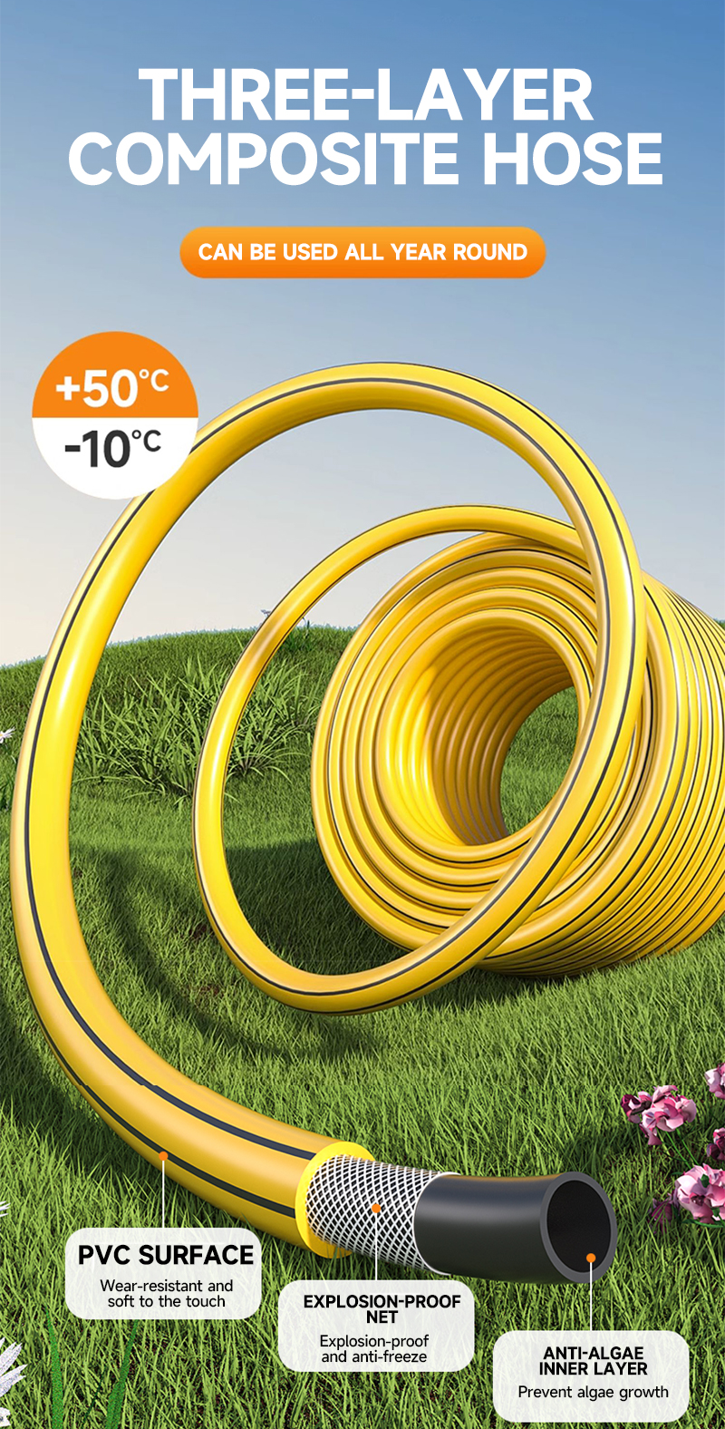 10M Water Hose Nozzle Car Washer High Pressure Portable ProMax Water ...