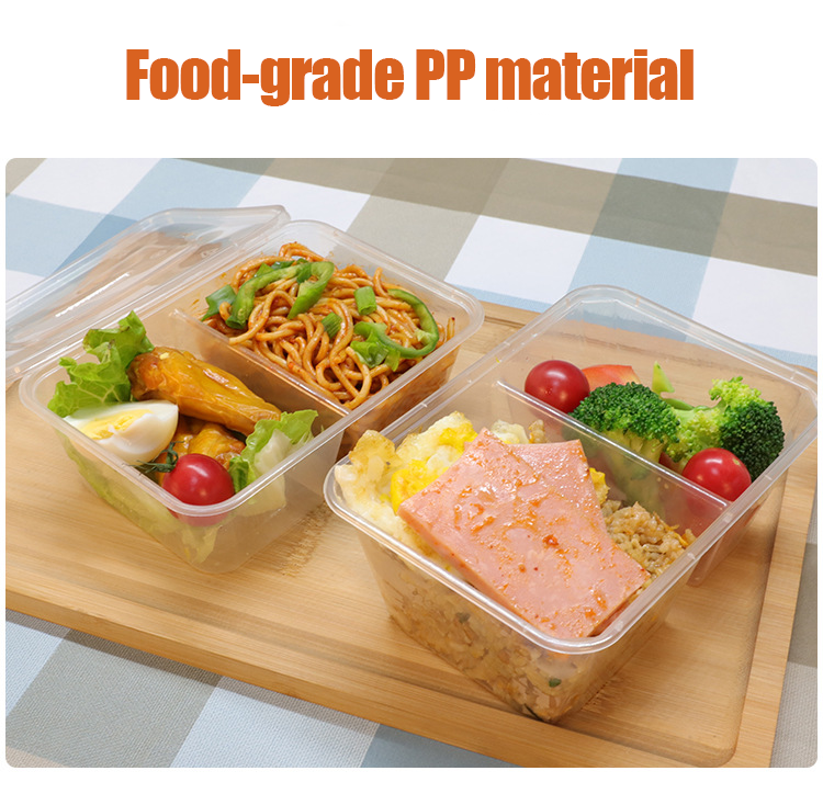 50Pcs Bento Lunch Box Disposable 2 Division Bento Box 500Ml 650Ml ...