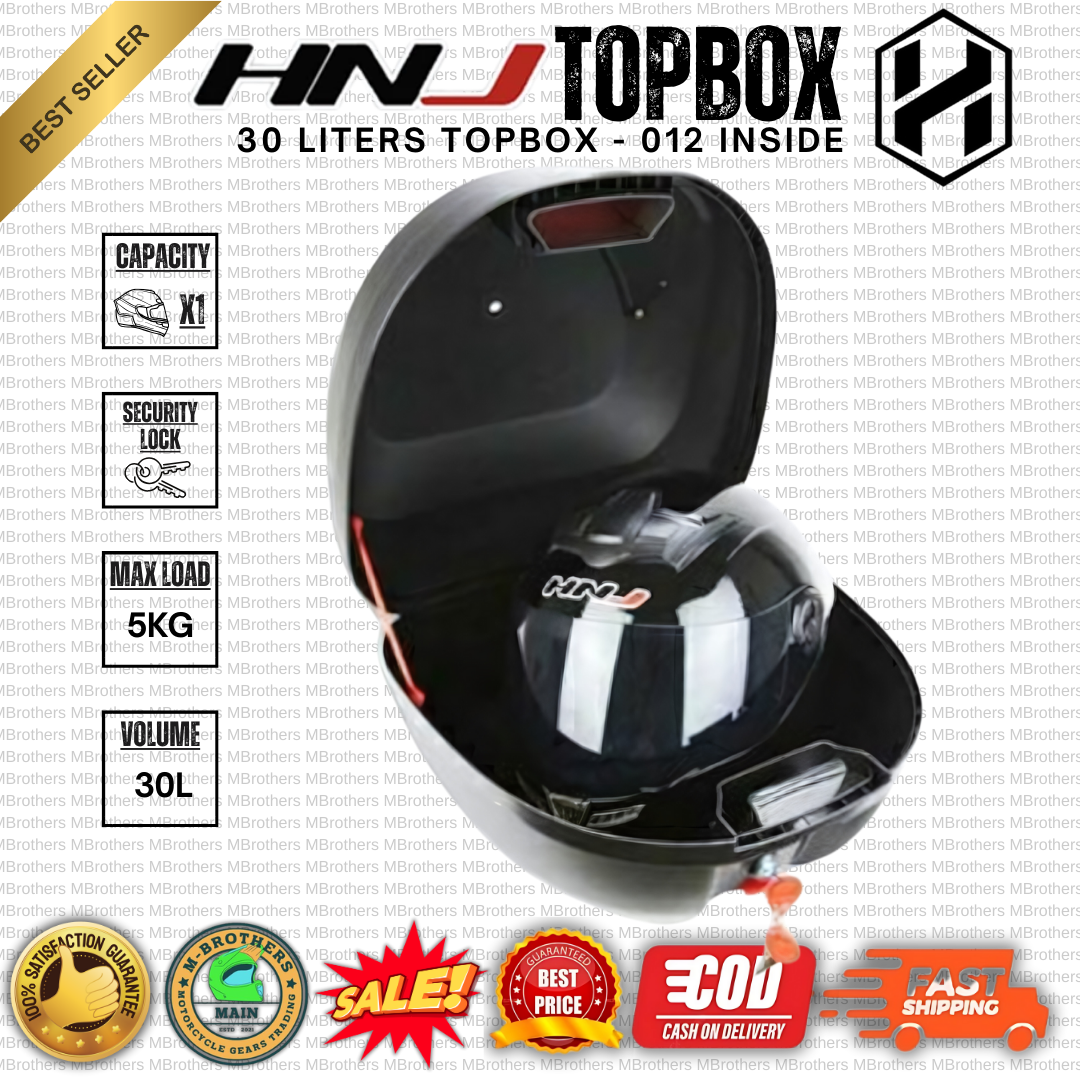 Topbox Only HNJ (012) 30 Liters Universal Topbox Hard Plastic Helmet ...