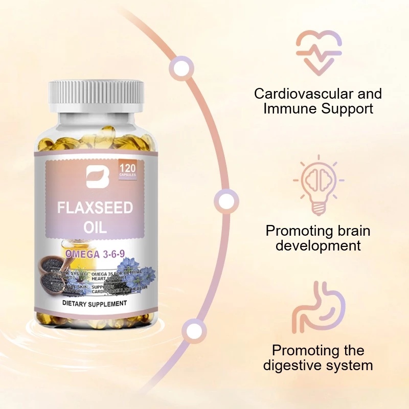 Organic Flaxseed Oil Soft Capsules 1000mg Omega 3-6-9 for ...