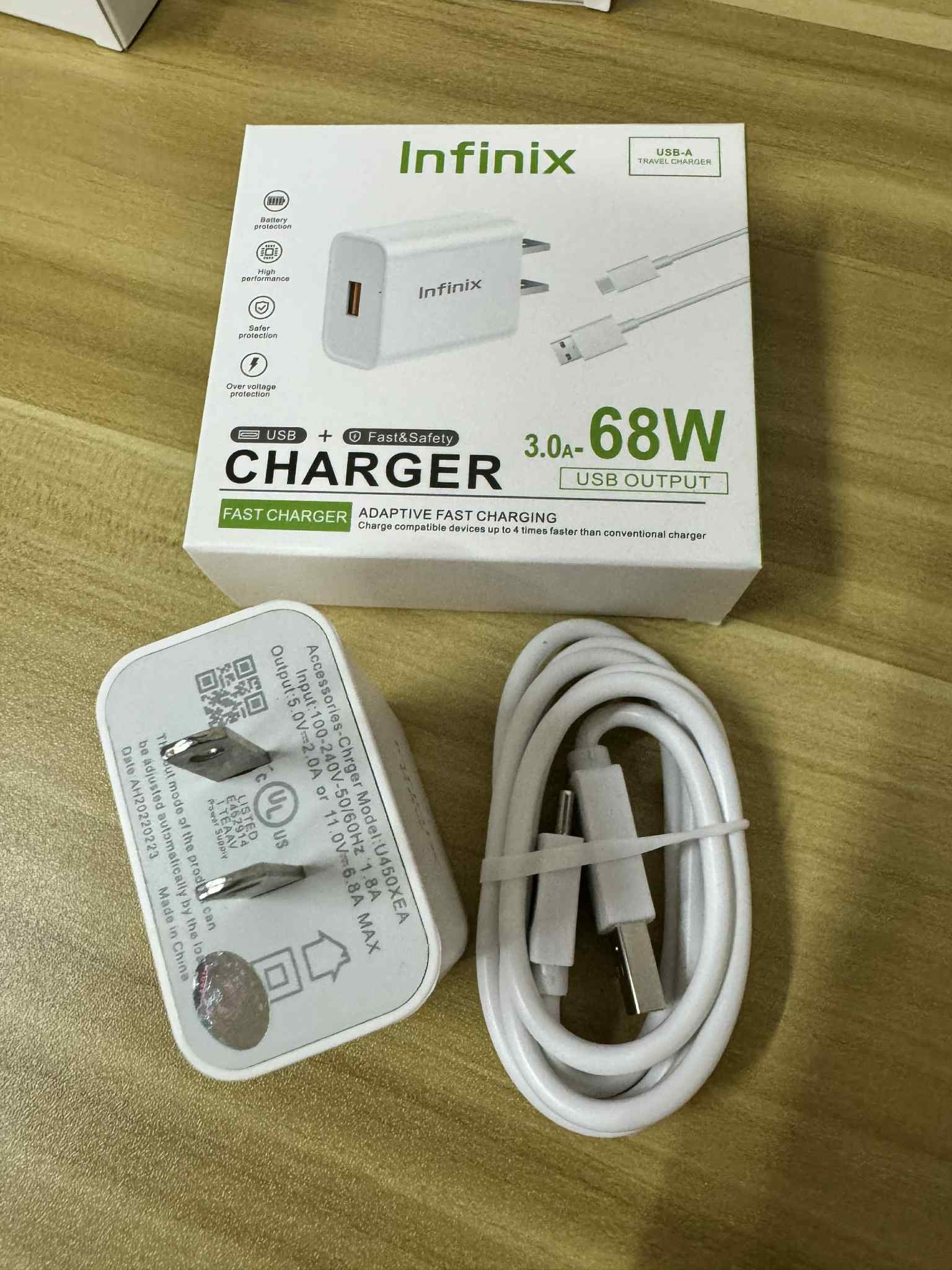 Infinix fast Charger 68W Type C USB Cable Quick Charging Chargers set ...
