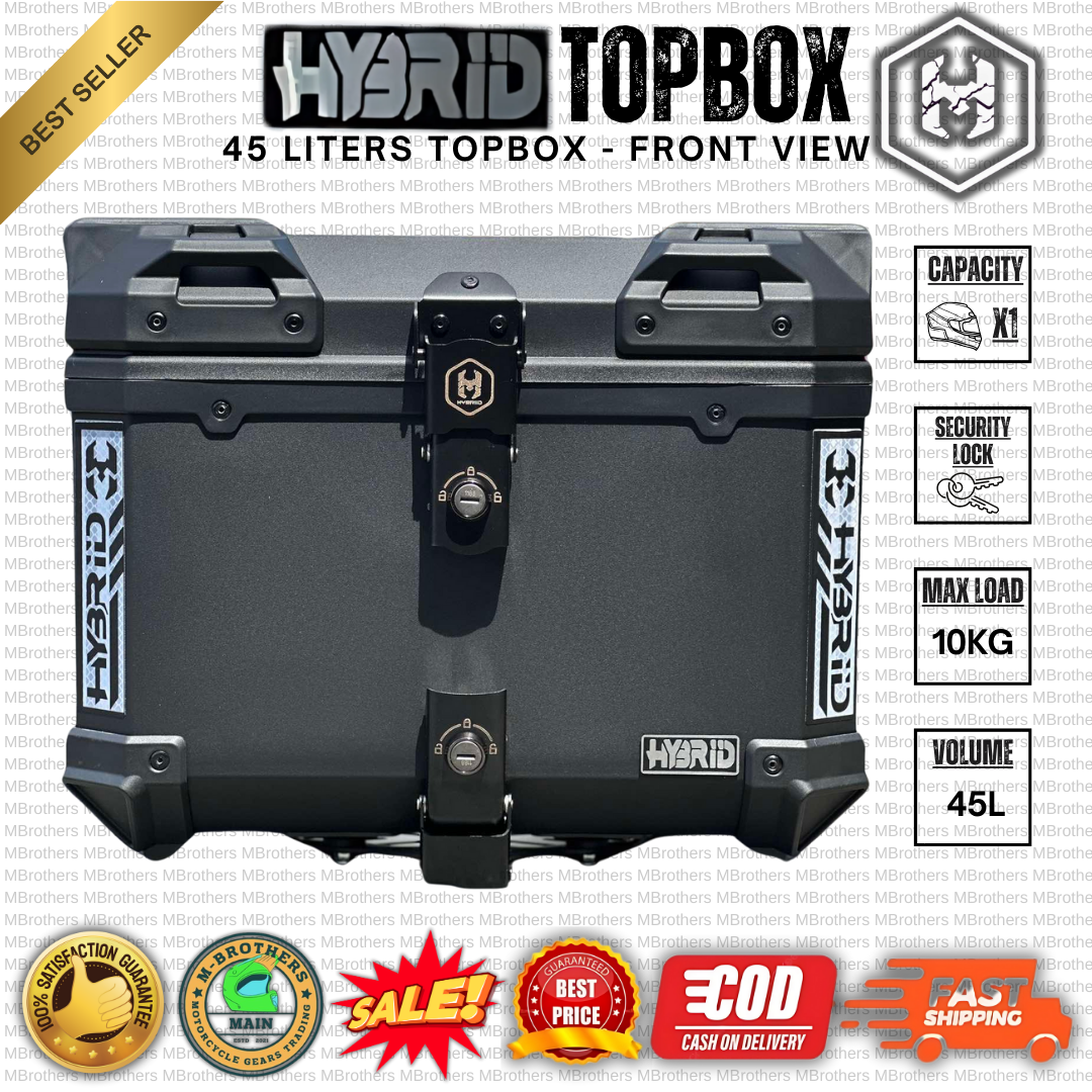 HYBRiiD Dura - 45L ABS Hard Plastic Top Box Free Metal Baseplate and ...