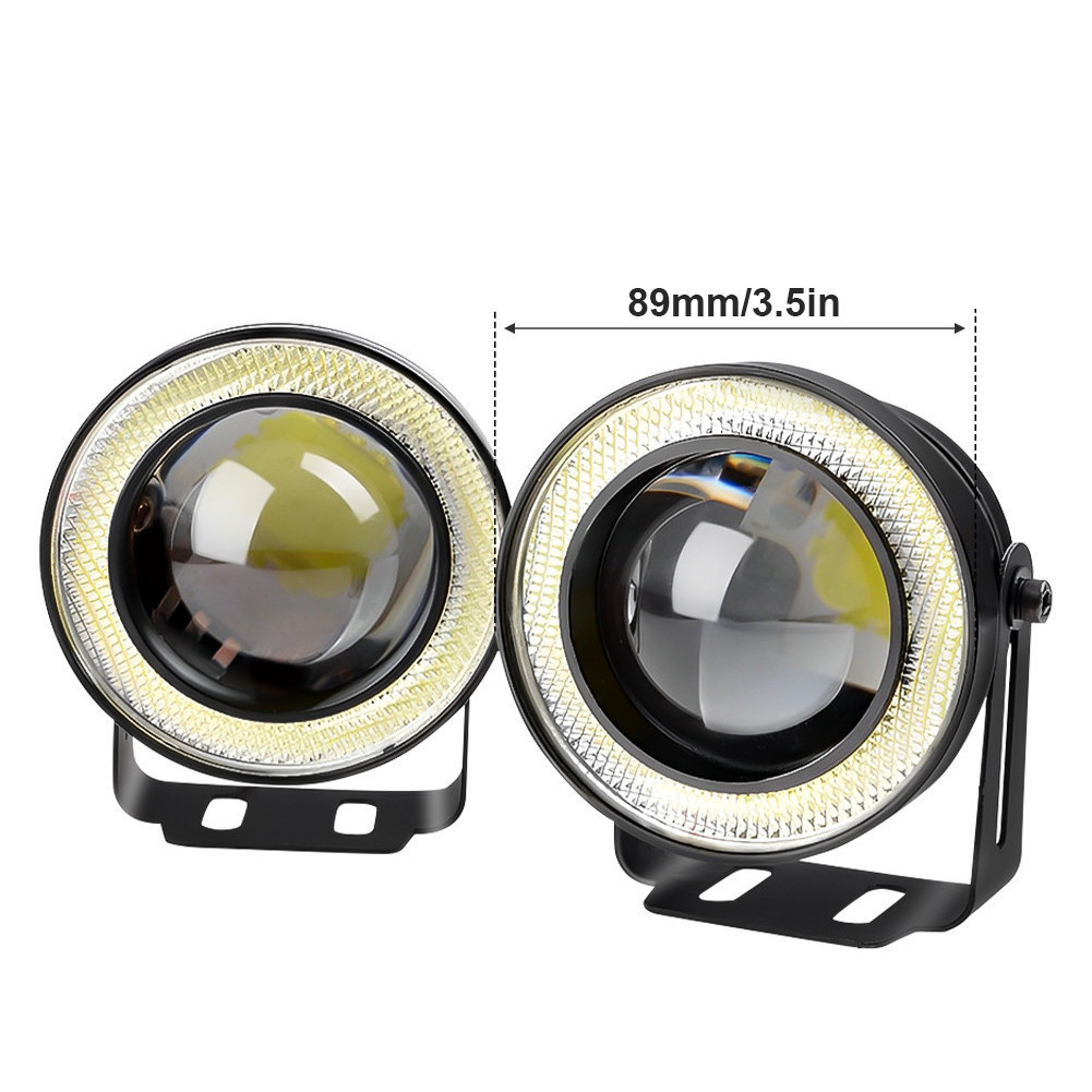 2PCS 3.5 inch Universal Car COB LED Angel Eyes Fog Light Ring Lens ...