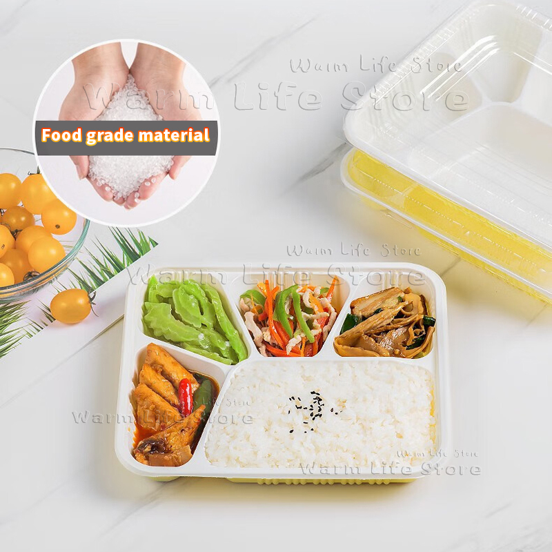 High quality thick red bento box with lid, 1/2/3/4/5 grid partition ...