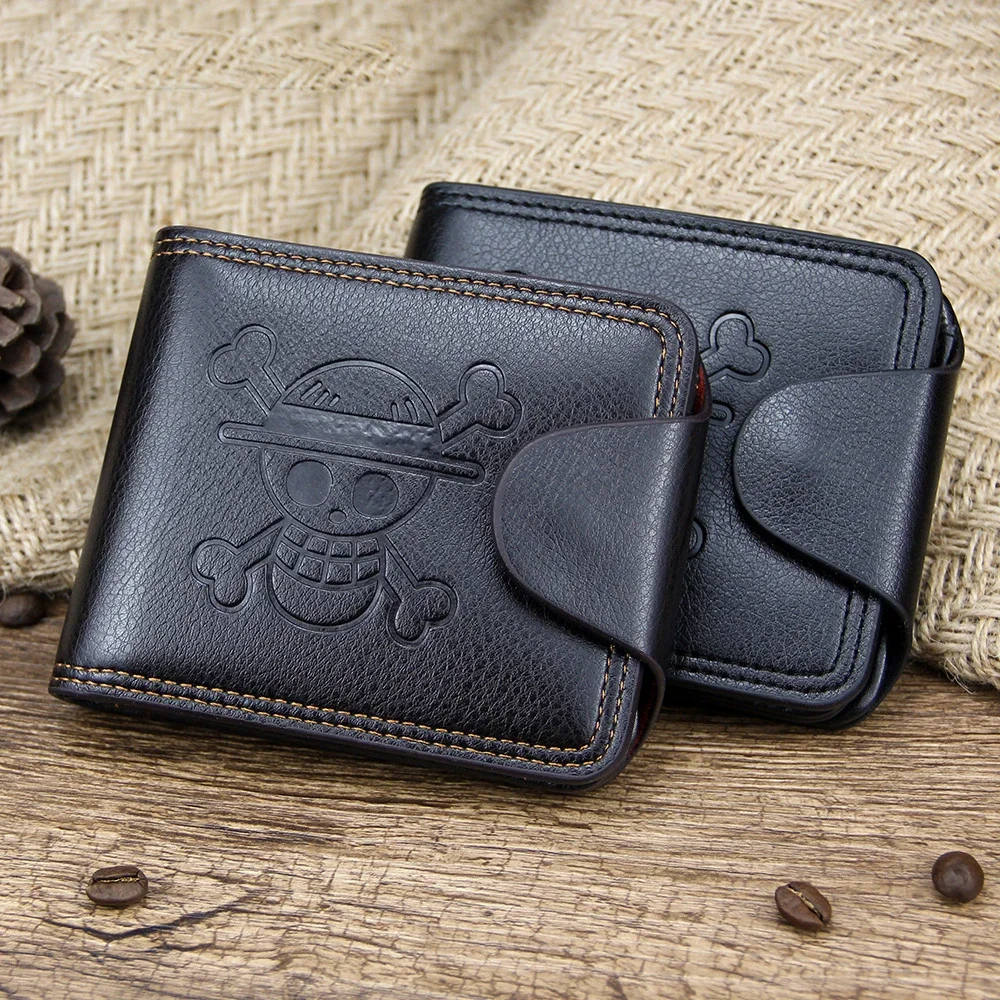 Skull Pirates Jolly Roger Anime Stylish Bifold Wallet for Men (Faux ...