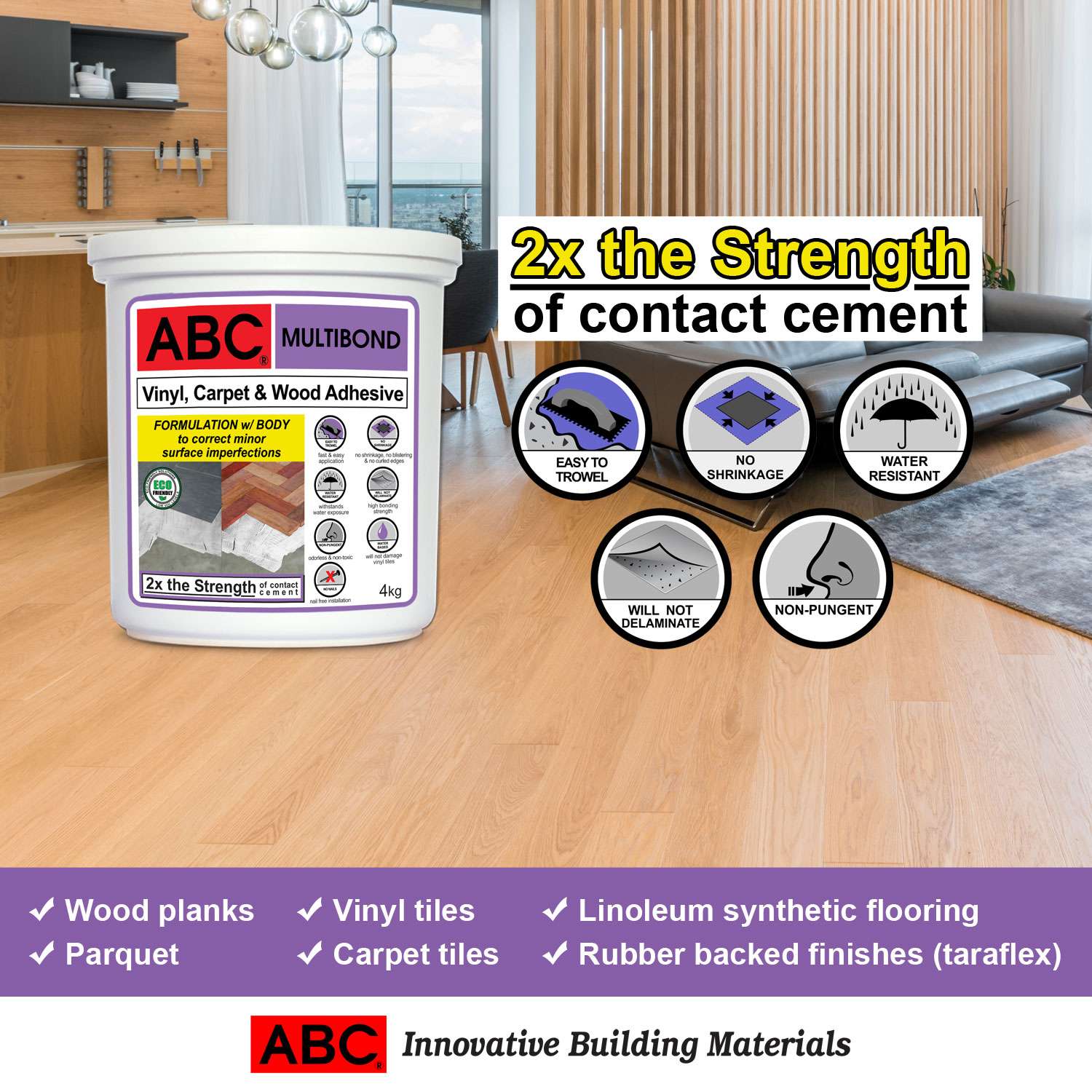 ABC Multibond Vinyl, Carpet & Wood Adhesive 4kg | Shopee Philippines