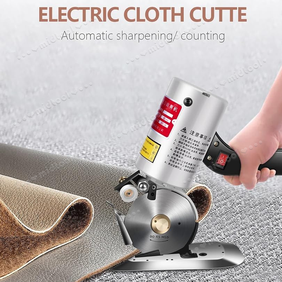 Electric Cloth Cutter machine 90mm Hand-held fabric scissors round ...