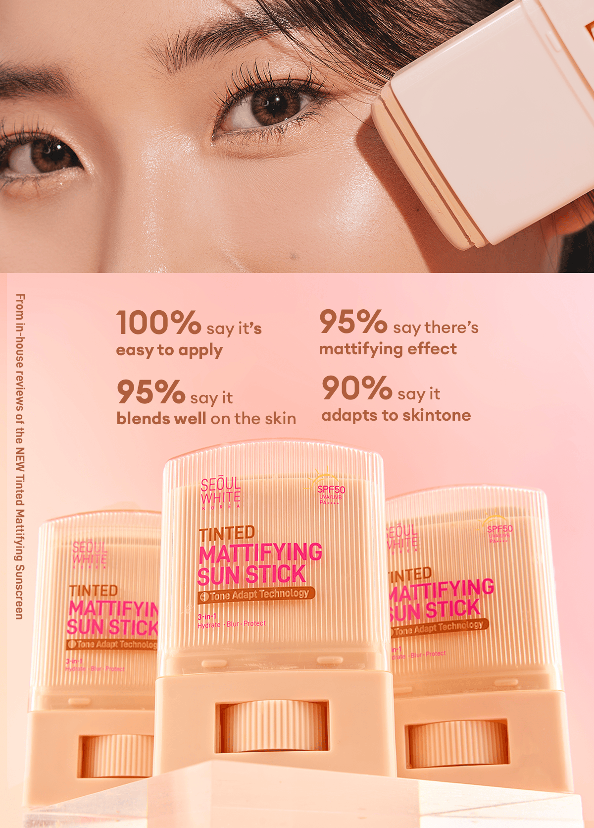 Seoul White Korea Tinted Mattifying Sun Stick 20g SPF50+ PA++++ for All ...