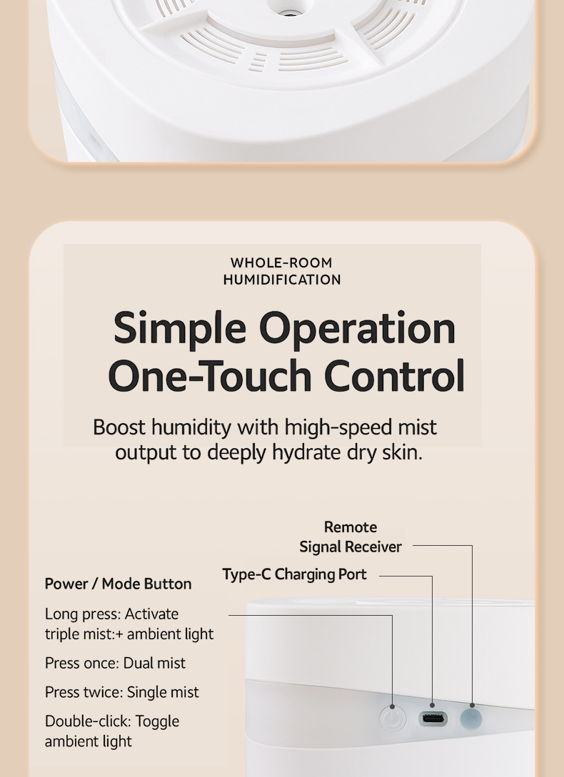 【99.9%sterilization】2in1 Humidifier remote Big Humidifier Room Diffuser ...