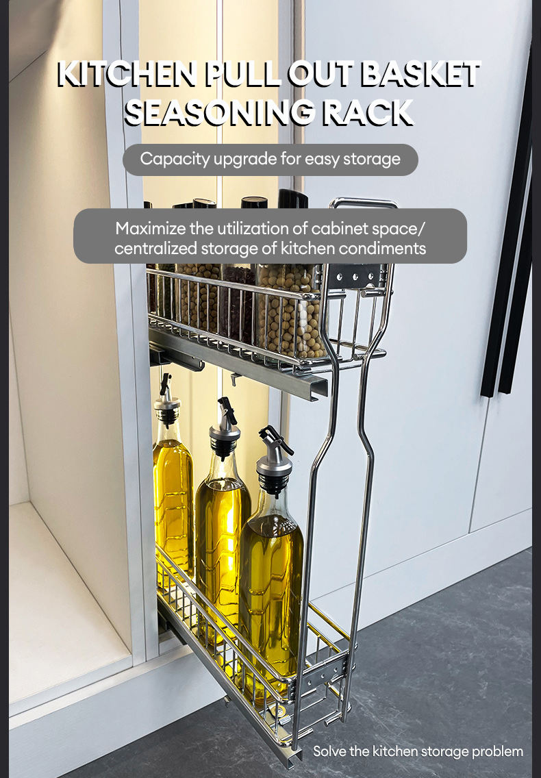 BTY Kitchen Pull Out Rack Condiment Rack Kitchen Condiments Rack ...