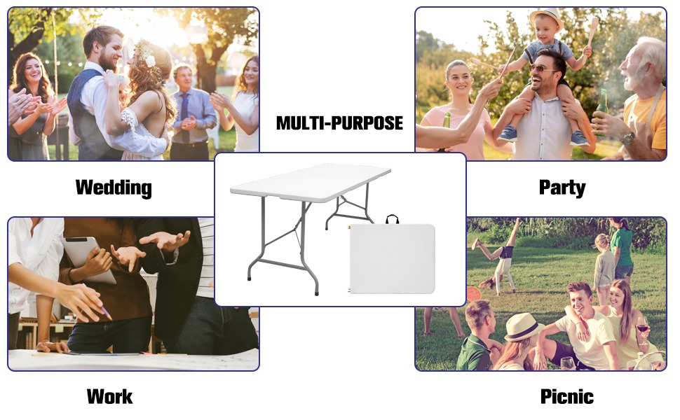 4FT 5FT 6FT Folding Table Catering Hall Buffet Heavy Duty Exhibition ...