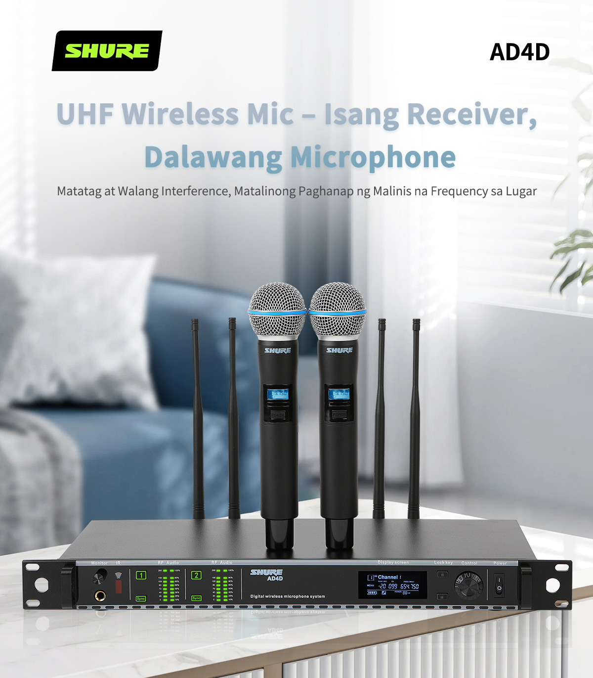 wireless microphone,AD4D original branded,mikerophone karaoke,professional uhf wireless mic ...