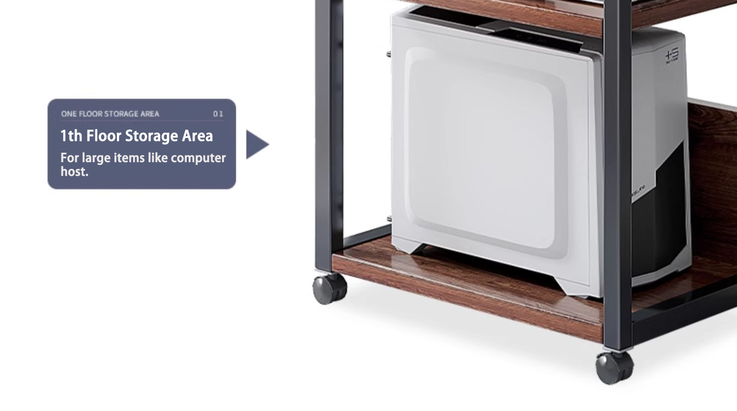 3 Layers CPU Stand Heavy Duty Office Storage Shelf With Wheels Mobile ...