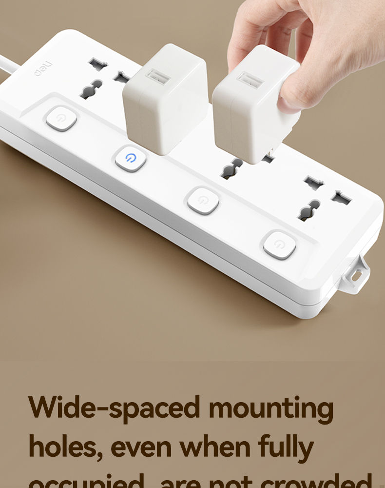 Deli Multi-Function Extension Socket 2/3/5m Sockets With Independent ...