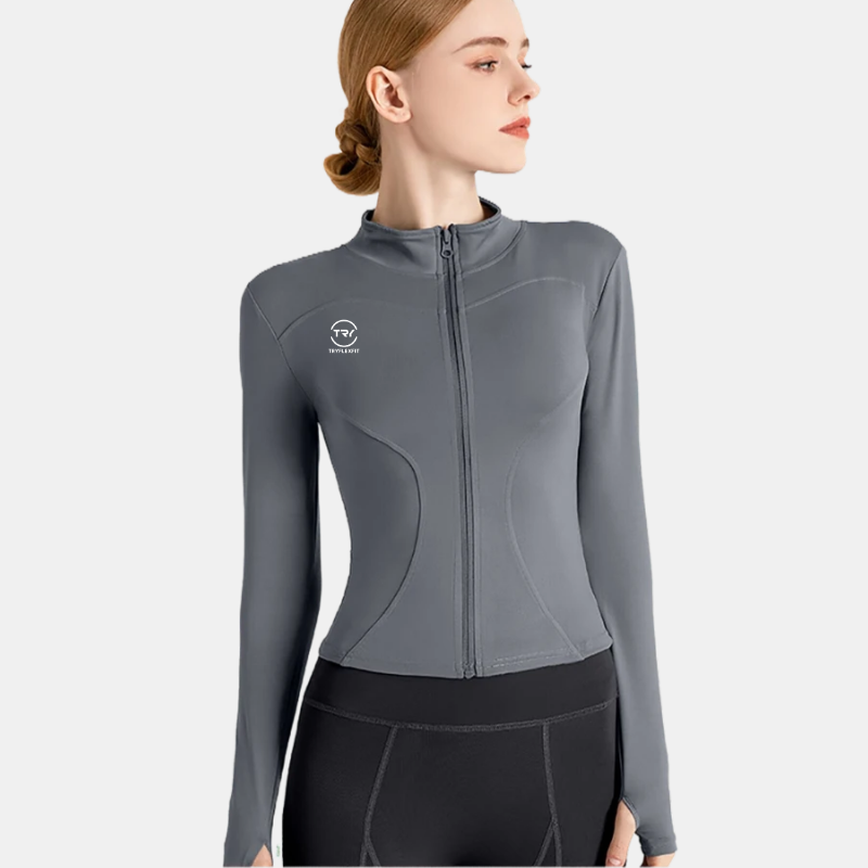 TRY Women’s Zip-Up Sports Jacket Long Sleeve Athletic Top with Thumb ...