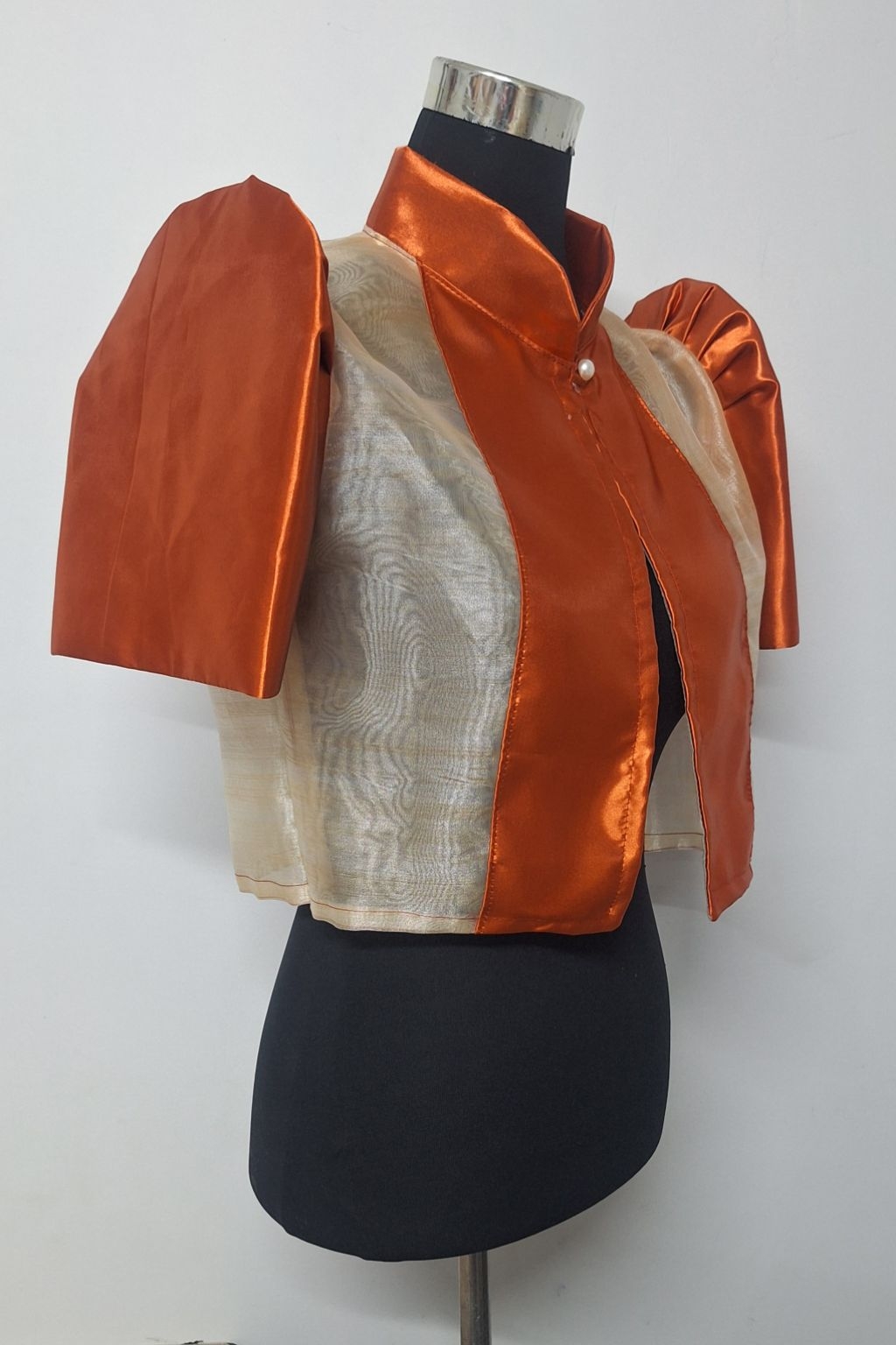 Modern Bolero top Filipiniana for woman satin organza rusty orange ...
